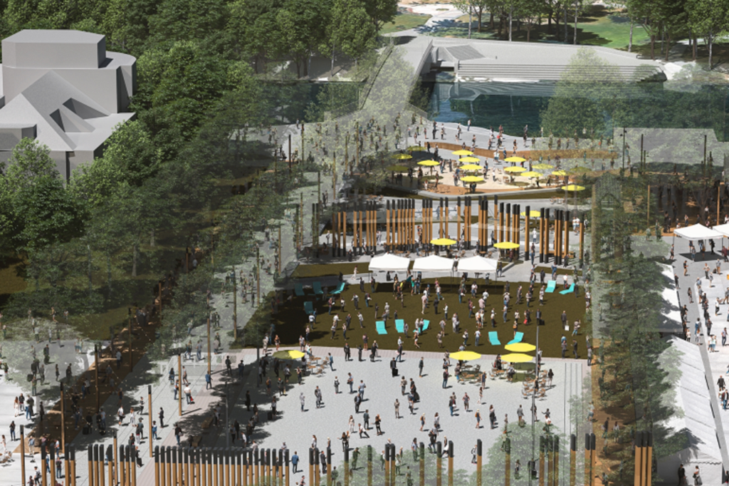 Calgary’s Newly Revitalized Eau Claire Plaza Has an Urban Beach, Green ...